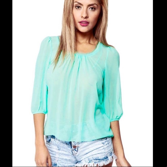Tops | Tiffany Blue Open Back Blouse | Poshmark